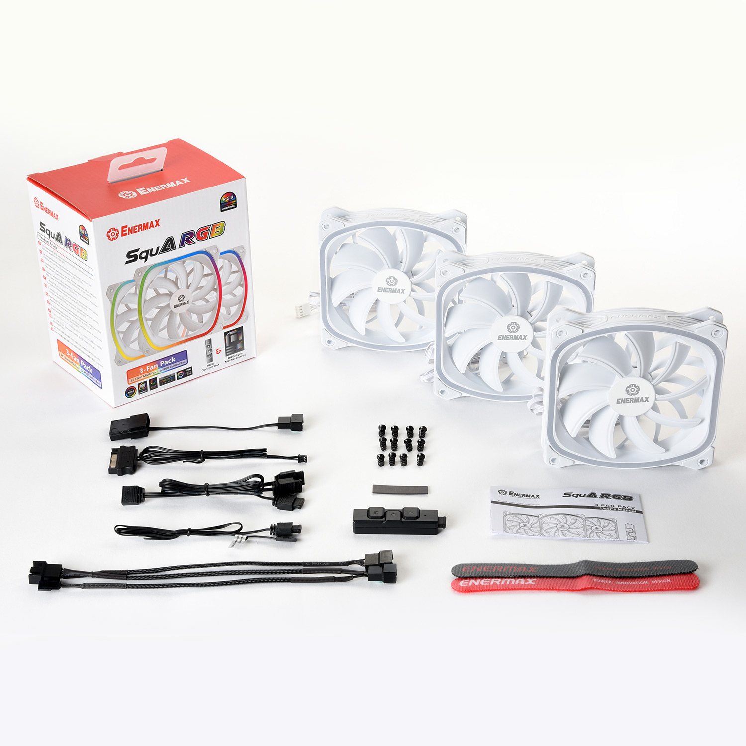 SquA RGB White 120mm PWM Fan- 3 Fan Pack - Products - ENERMAX ...