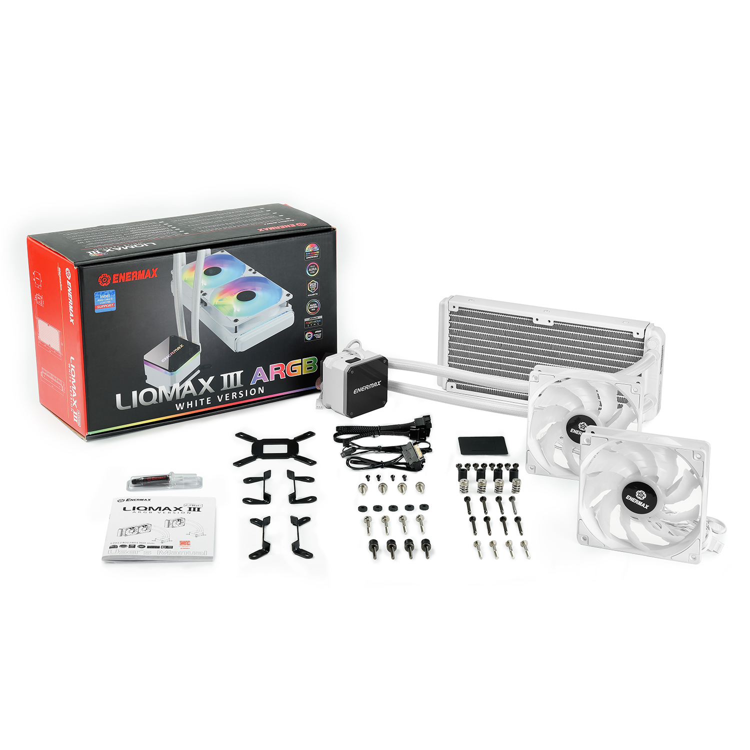 虹彩晶凌 LIQMAX III 240 ARGB CPU水冷散熱器-白色 - 商品介紹 - 保銳科技股份有限公司